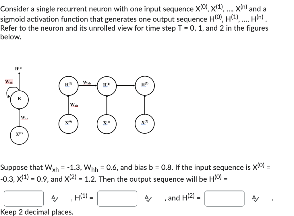Solved Consider a single recurrent neuron with one input | Chegg.com