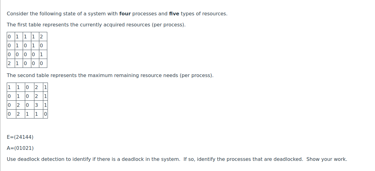 [Solved]: Consider the following state of a system with fo