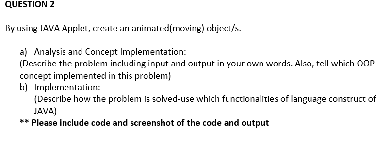 Solved QUESTION 2 By using JAVA Applet, create an | Chegg.com