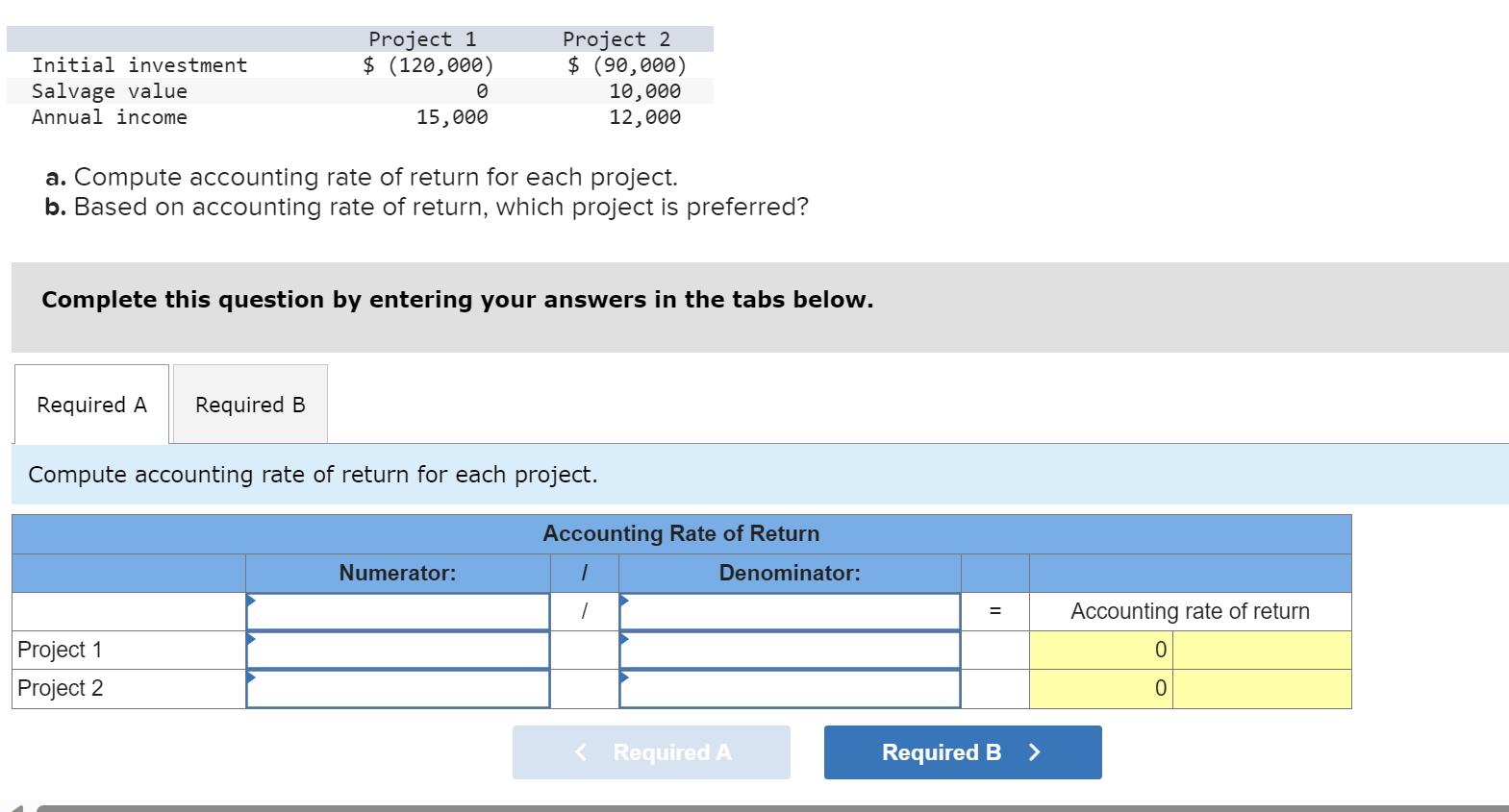 Solved Information for two alternative projects involving | Chegg.com