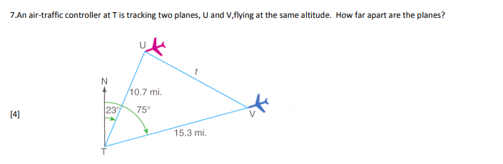 Solved 7.An air-traffic controller at T is tracking two | Chegg.com