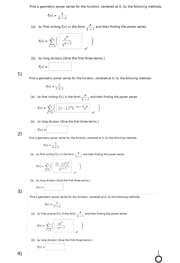 Solved Find a geometric power series for the function, | Chegg.com