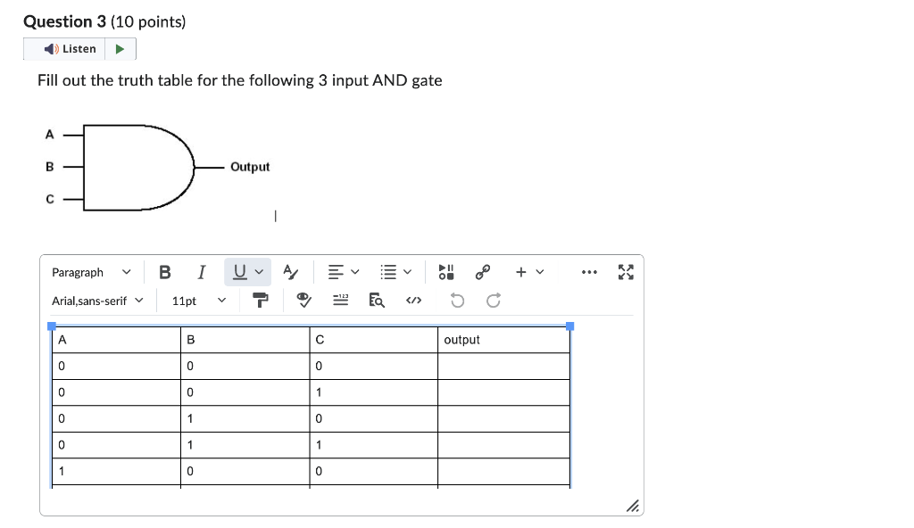 Solved Fill out the truth table for the following 3 input | Chegg.com