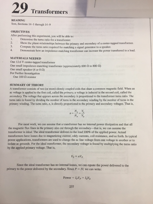 Solved Transformers READING Text, Sections 14-1 through 14-9 | Chegg.com