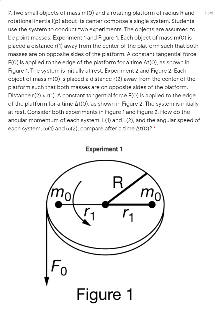 Solved 1 poi 7. Two small objects of mass m(o) and a | Chegg.com