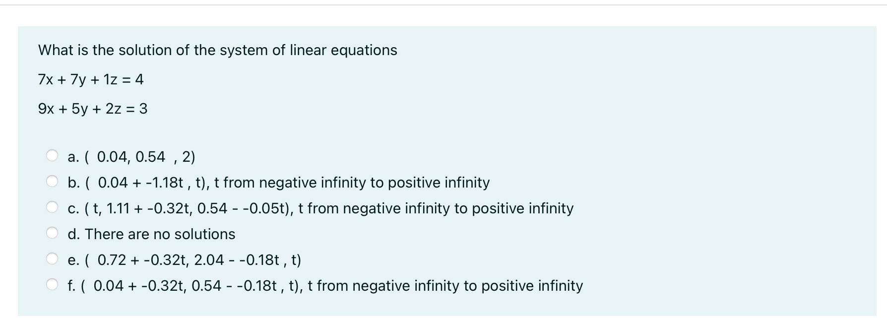 Solved What is the solution of the system of linear | Chegg.com