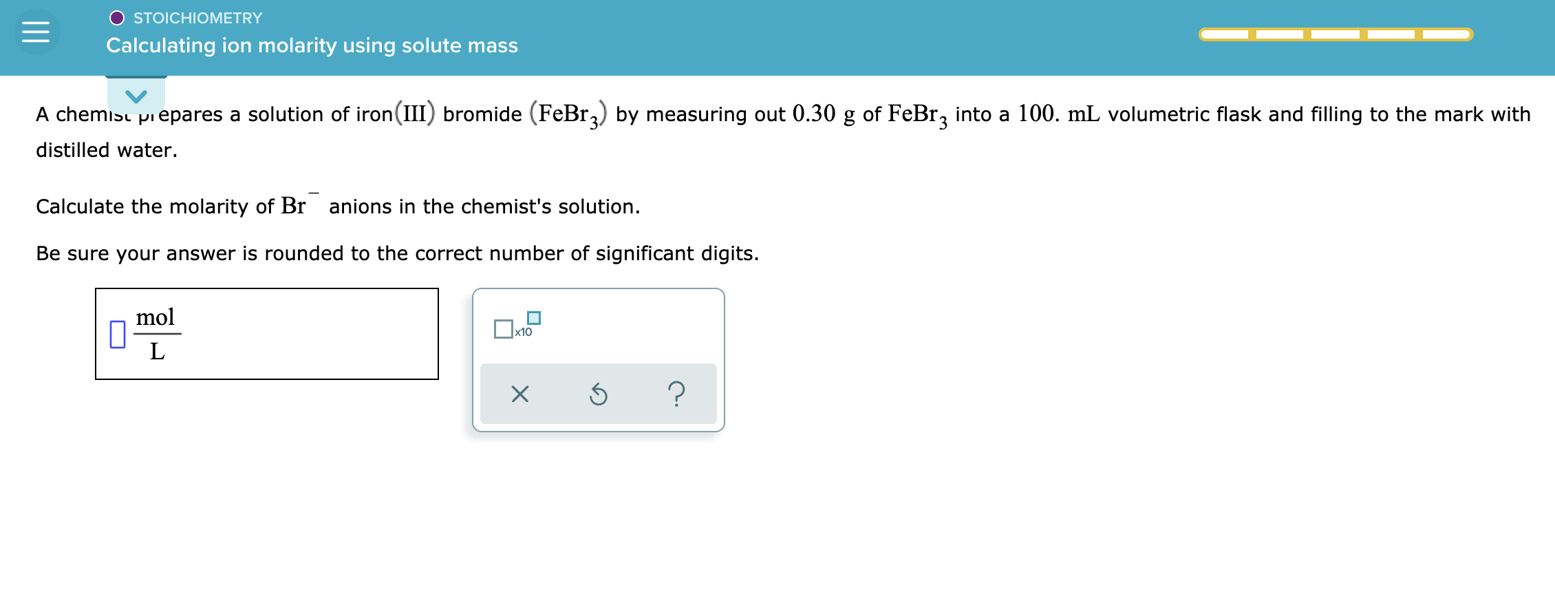 Solved O STOICHIOMETRY Solving for a reactant in solution | Chegg.com