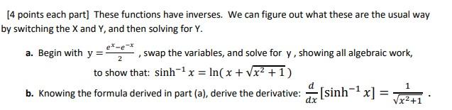 Solved et-e-* sinh(x) = 2 cosh(x) = e* + e-* 2 tanh(x) = = | Chegg.com