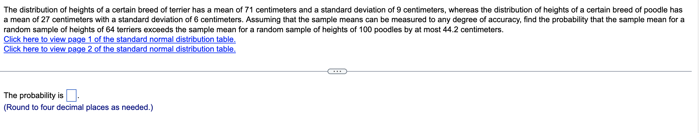 Solved random sample of heights of 64 terriers exceeds the | Chegg.com Solved random sample of heights of 64 terriers exceeds the | Chegg.com