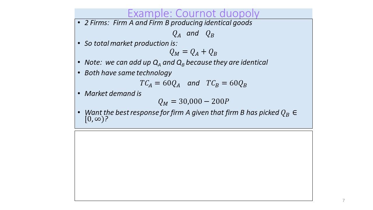 Solved Example: Cournot duopoly Your firm sells a textbook | Chegg.com