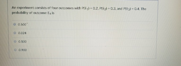 Solved An experiment consists of four outcomes with P(E1) | Chegg.com