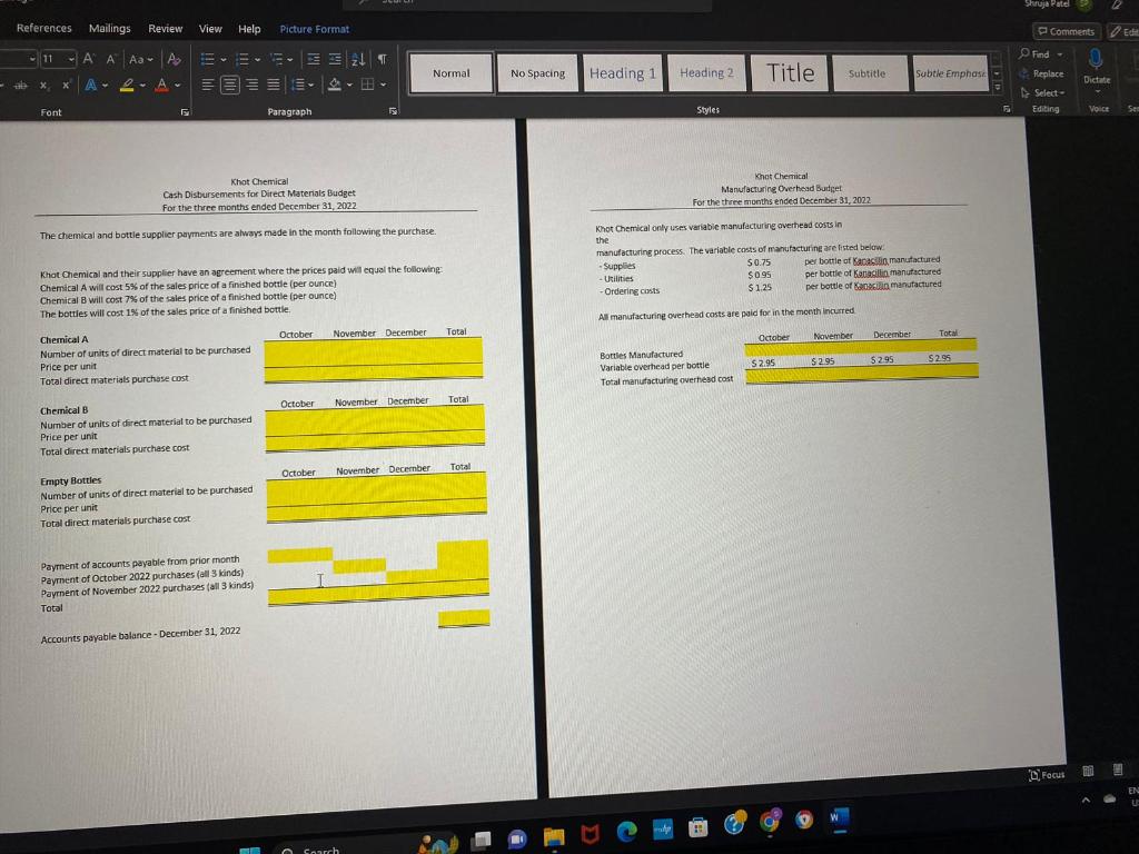 Required Using the data from schedules provided: a. | Chegg.com