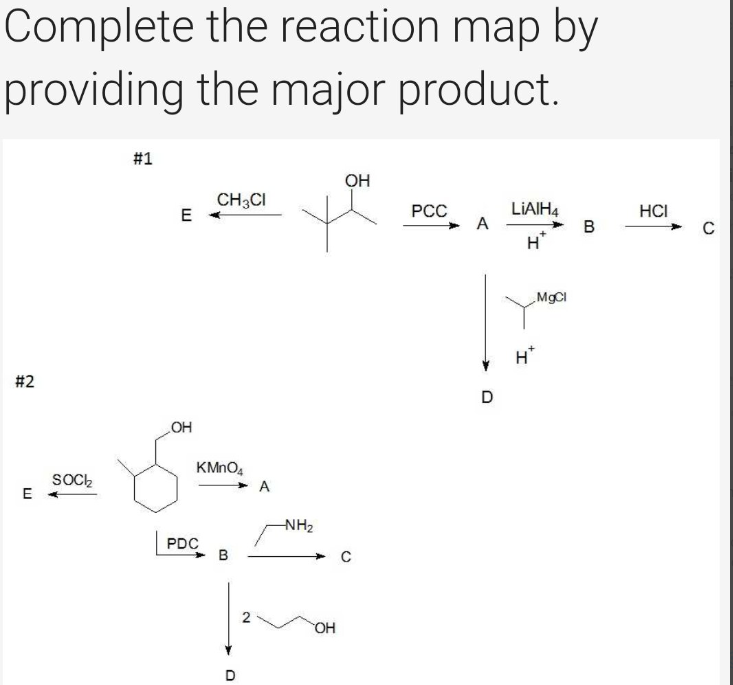 Solved Complete the reaction map by providing the major | Chegg.com