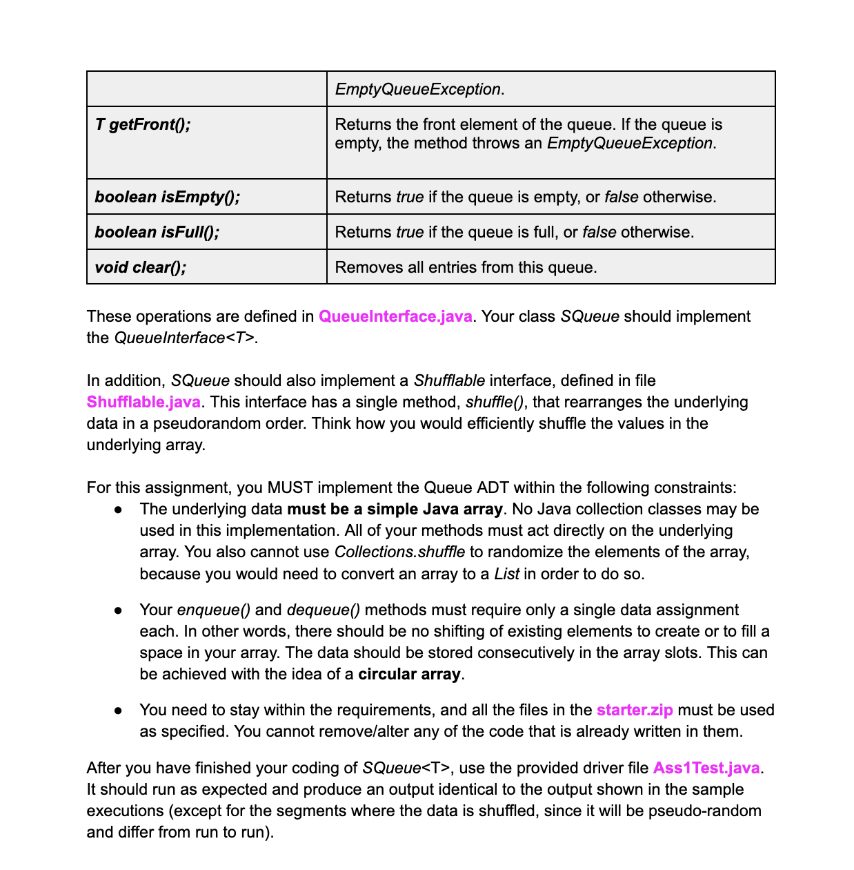 Solved //SQueue.java package ass1; import | Chegg.com