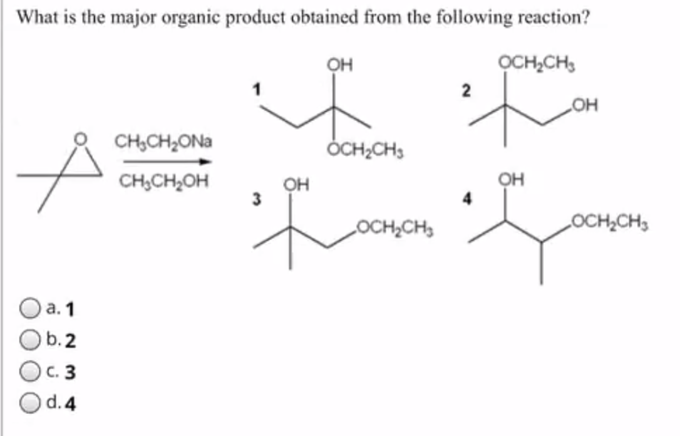 Solved What is the major organic product obtained from the | Chegg.com