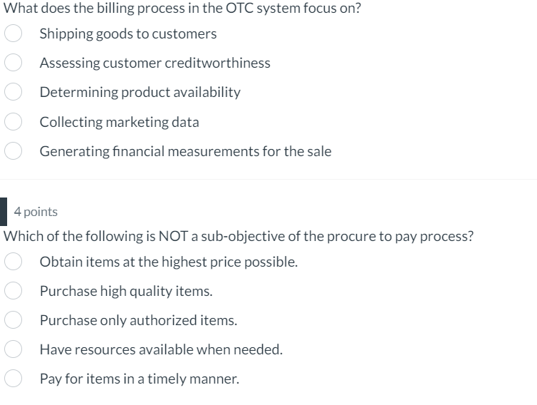 Solved What does the billing process in the OTC system focus | Chegg.com