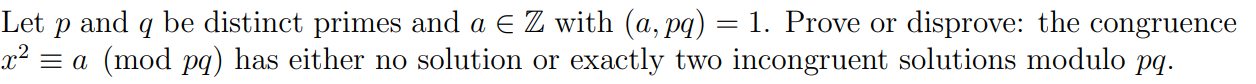 Solved = Let p and q be distinct primes and a E Z with (a, | Chegg.com