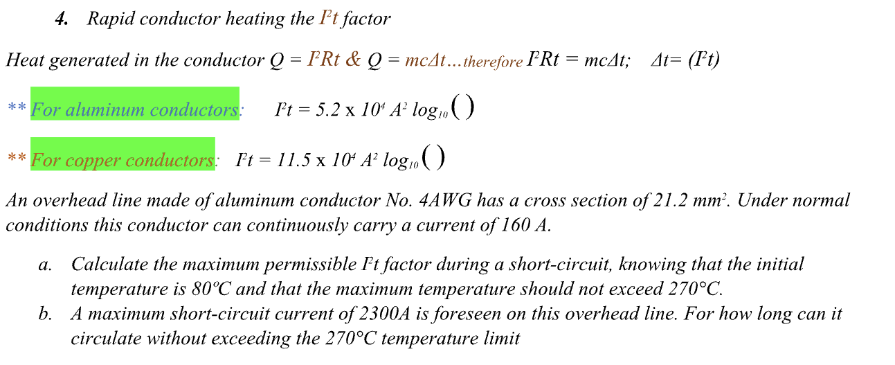 Solved 4. Rapid conductor heating the I't factor Heat | Chegg.com
