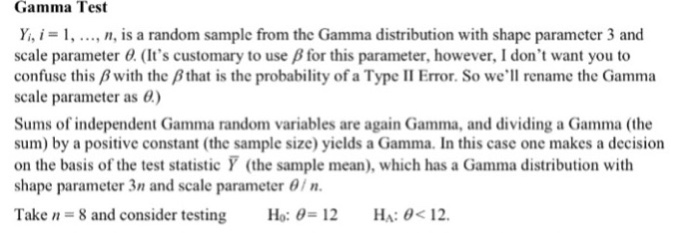 Gamma Test Yi, i 1,..., n, is a random sample from | Chegg.com