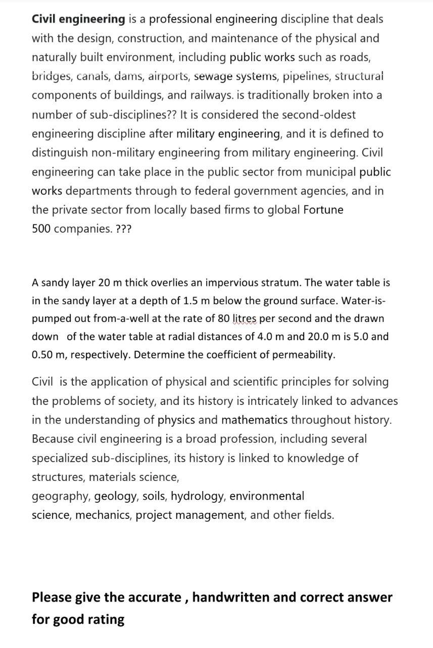 Solved Civil engineering is a professional engineering | Chegg.com