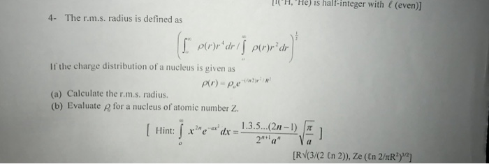 Solved l'H, He) is half-integer with (even)] 4- The r.m.s. | Chegg.com