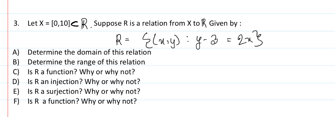 Solved 3. Let X=[0,10]⊂R. Suppose R is a relation from X to | Chegg.com
