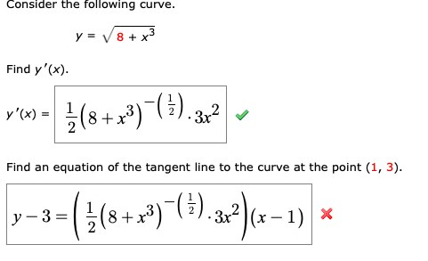 Solved Consider the following curve. y = 8 + x3 Find y'(x). | Chegg.com
