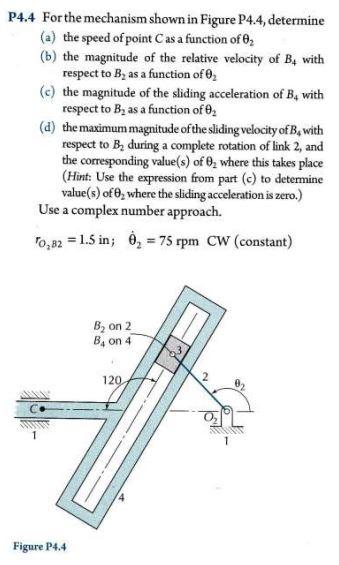 Solved P4.4 For the mechanism shown in Figure P4.4, | Chegg.com