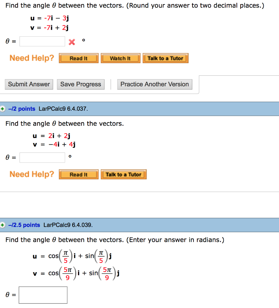 Solved Find the angle θ between the vectors. (Round your | Chegg.com