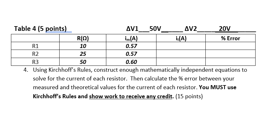 Solved 4. Using Kirchhoff's Rules, construct enough | Chegg.com