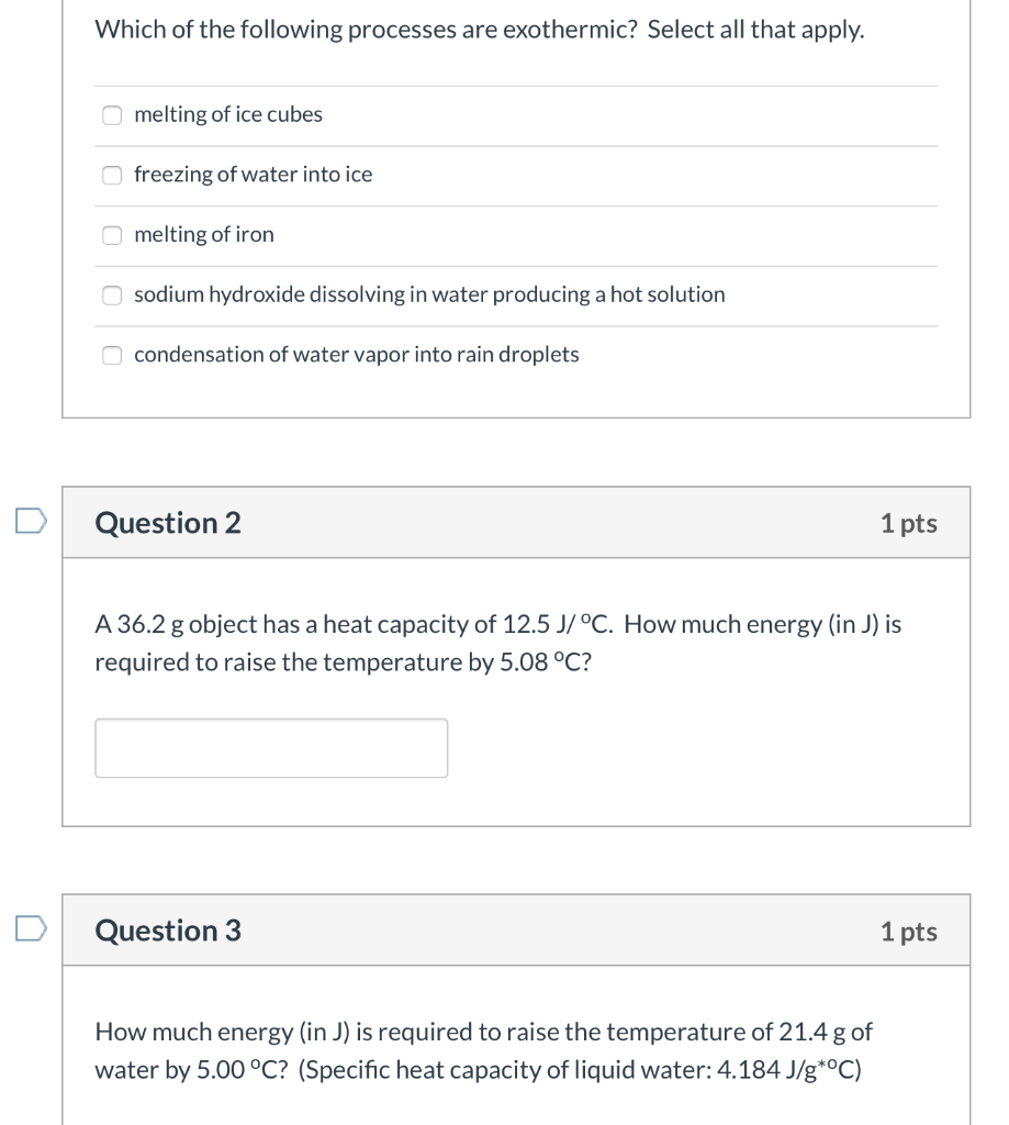 Solved Which of the following processes are exothermic? | Chegg.com