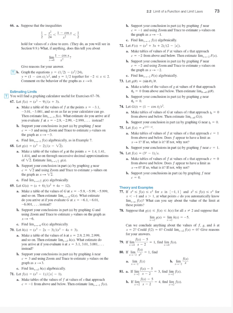 Solved 74 Chapter 2 Limits and Continuity 82. If | Chegg.com
