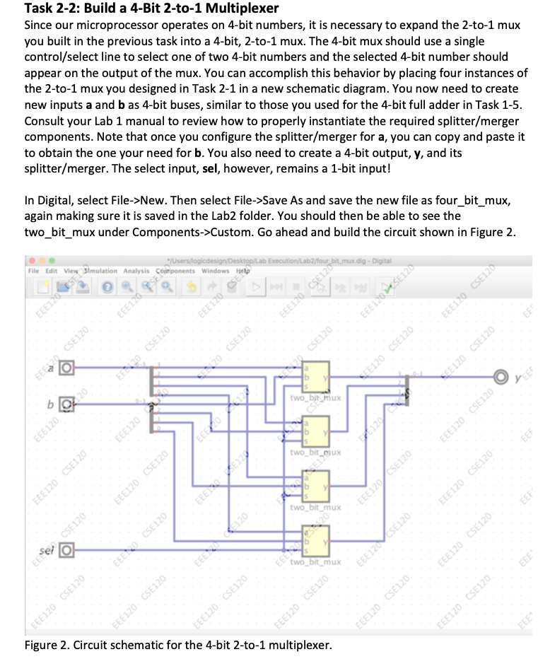 Task 2-2: Build a 4-Bit 2-to-1 Multiplexer Since our | Chegg.com