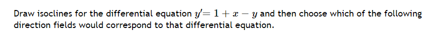 Solved Draw isoclines for the differential equation y′=1+x−y | Chegg.com