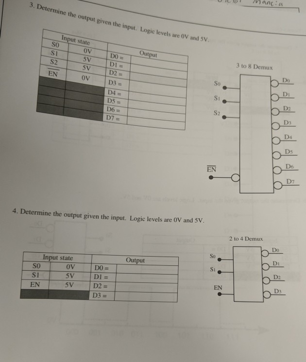 Solved termine the output given the input. Logic levels are | Chegg.com