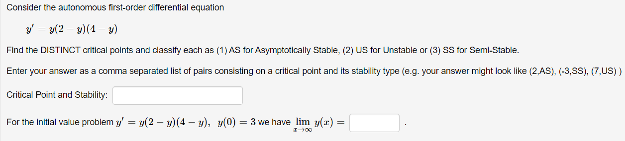 Solved Consider the autonomous first-order differential | Chegg.com