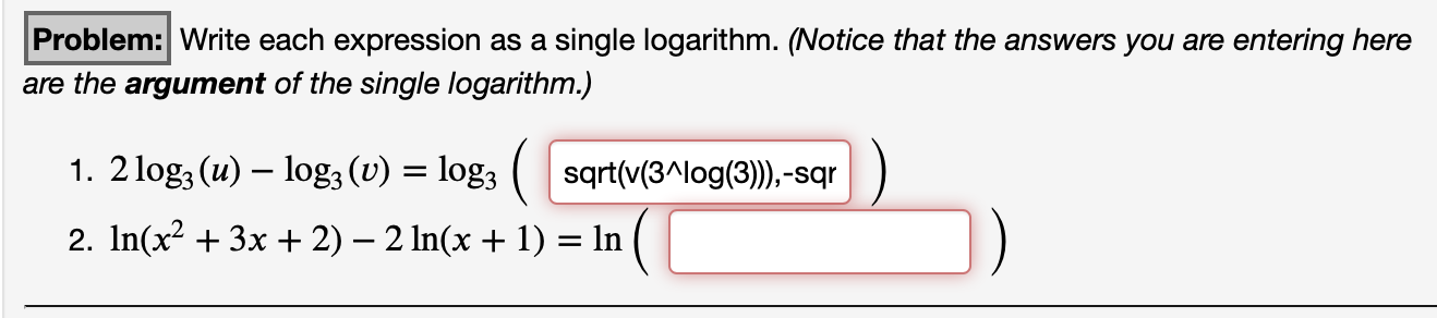 Solved Problem: Write each expression as a single logarithm. | Chegg.com