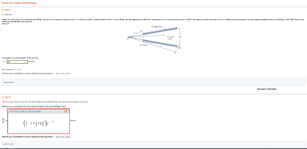 Solved Water flows through a two-dimensional diffuser having | Chegg.com