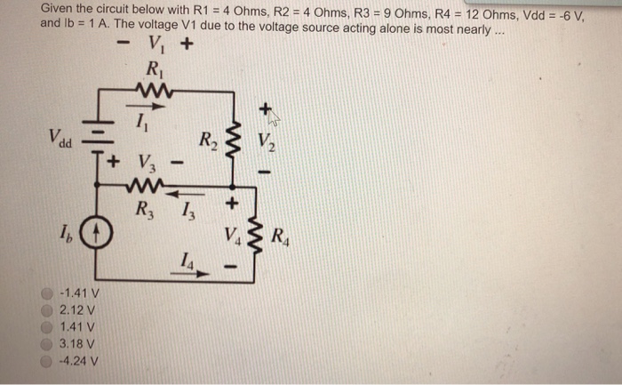 Solved Given the circuit below with R1 4 Ohms, R2 4 Ohms, | Chegg.com
