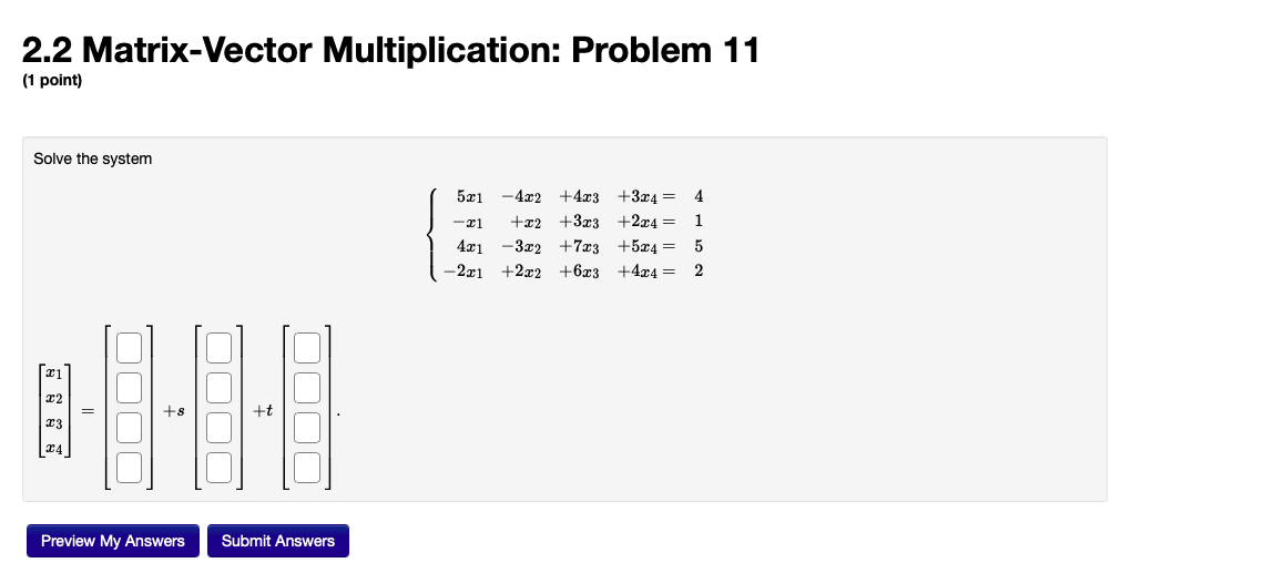 Solved 2.2 Matrix-Vector Multiplication: Problem 11 (1 | Chegg.com