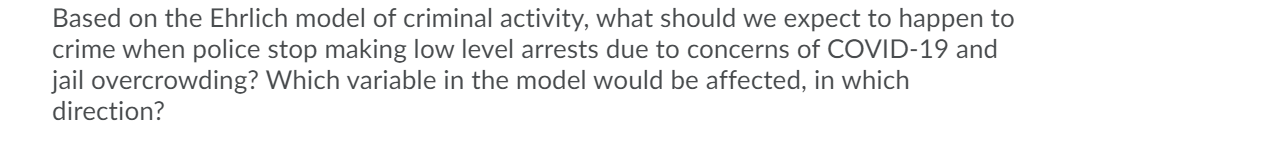 Solved Based on the Ehrlich model of criminal activity, what | Chegg.com