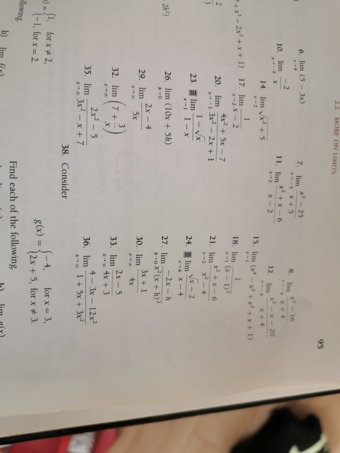 Solved 2.2 MORE ON LIMITS 6. lim (5 - 3x) 10. lim 7. lim ** | Chegg.com