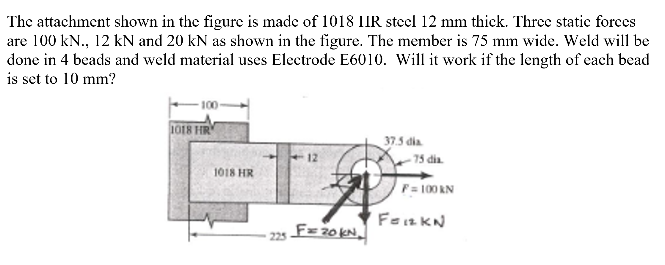 The attachment shown in the figure is made of 1018 HR | Chegg.com