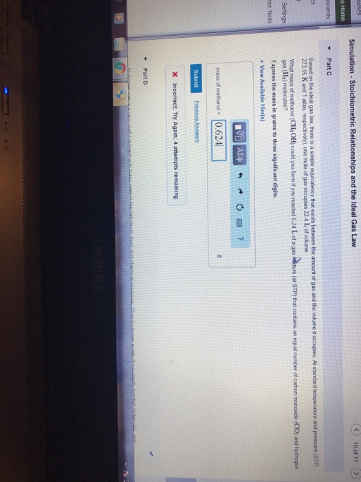 Solved Simulation- Stoichiometric Relationships and the | Chegg.com