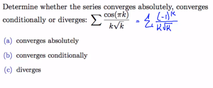 Solved Determine whether the series converges absolutely, | Chegg.com