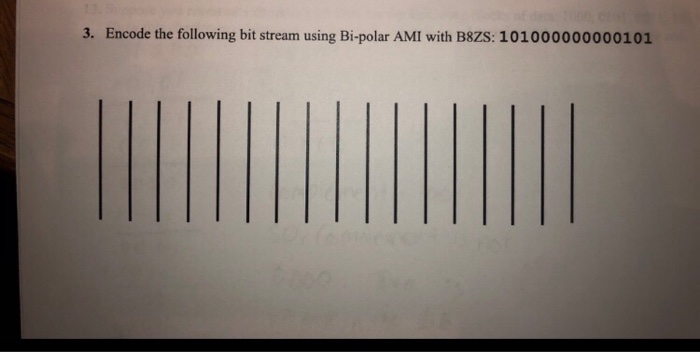 Solved 3. Encode the following bit stream using Bi-polar AMI | Chegg.com