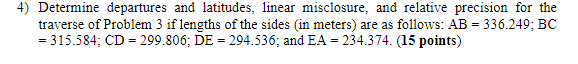 Solved Determine departures and latitudes, linear | Chegg.com