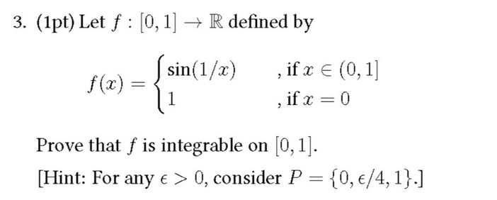 Solved (1pt) ﻿Let f:[0,1]→R ﻿defined | Chegg.com