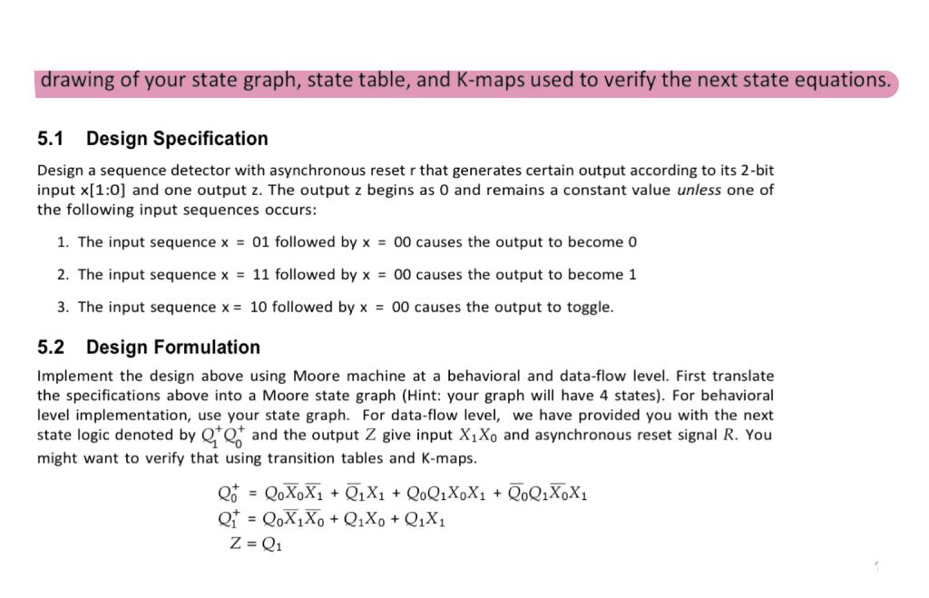 Solved drawing of your state graph, state table, and K-maps | Chegg.com
