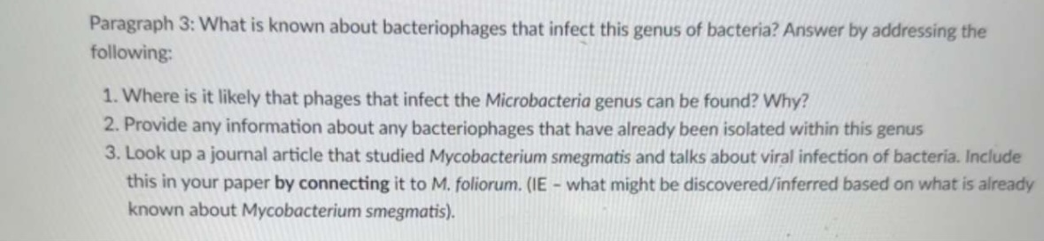 Solved Paragraph 3: What is known about bacteriophages that | Chegg.com